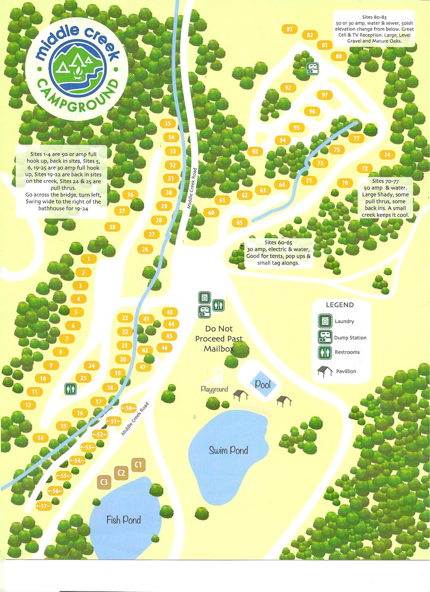 Map & Sites – Middle Creek Campground